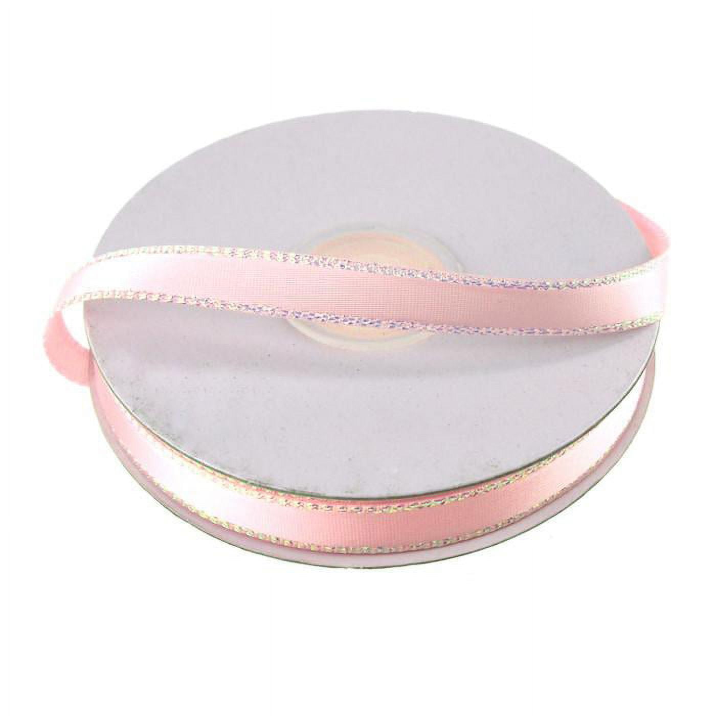 Satin Ribbon with Iridescent Edge, 3/8-inch, 25-yard, Pink - Walmart.com