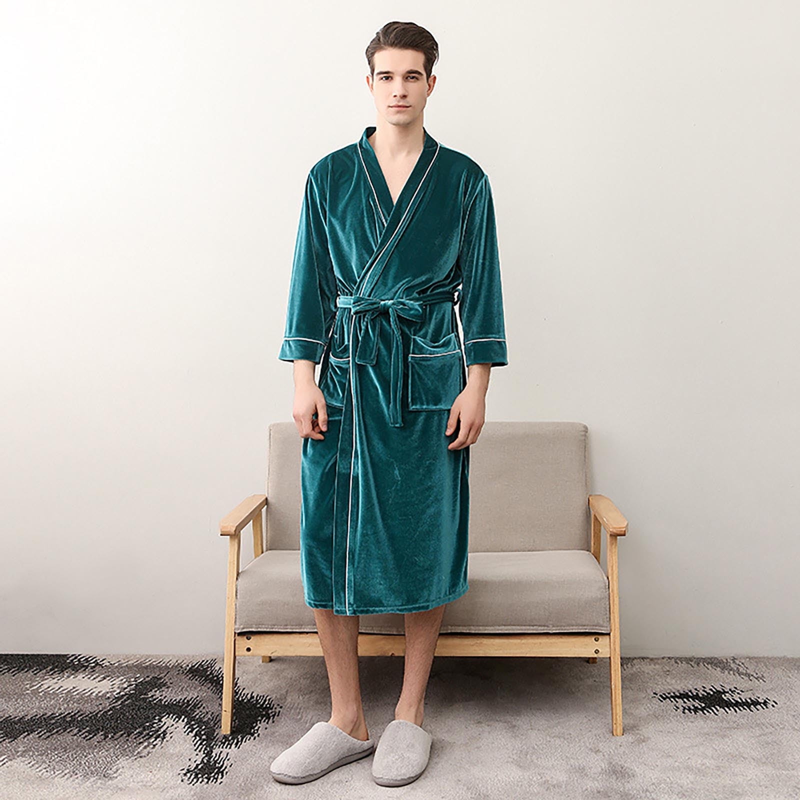Satin Robe Men Men'S Robes Bath Robe Robes Towel Robe Couple, Long ...