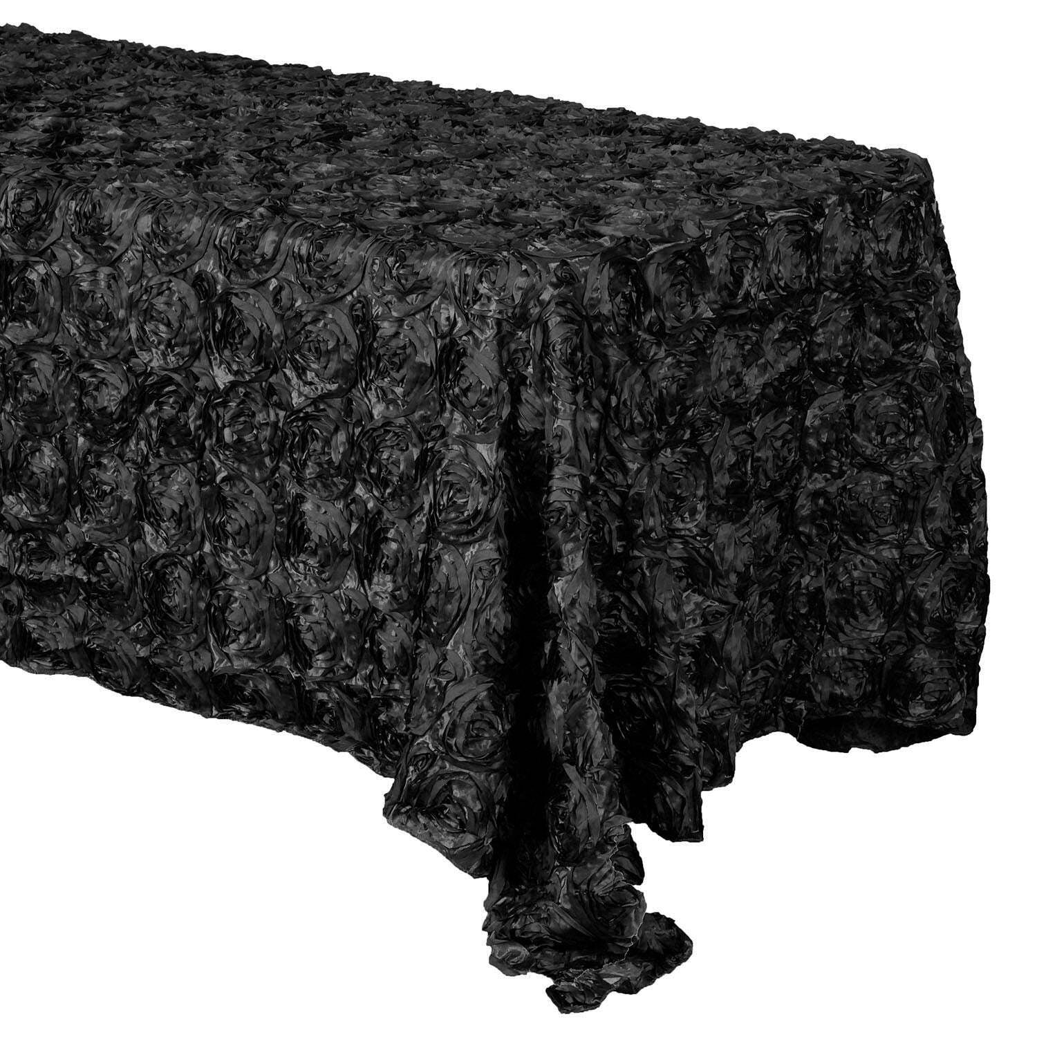 Satin Rosette 3D Pop-Up Floral Tablecloth Black - Walmart.com