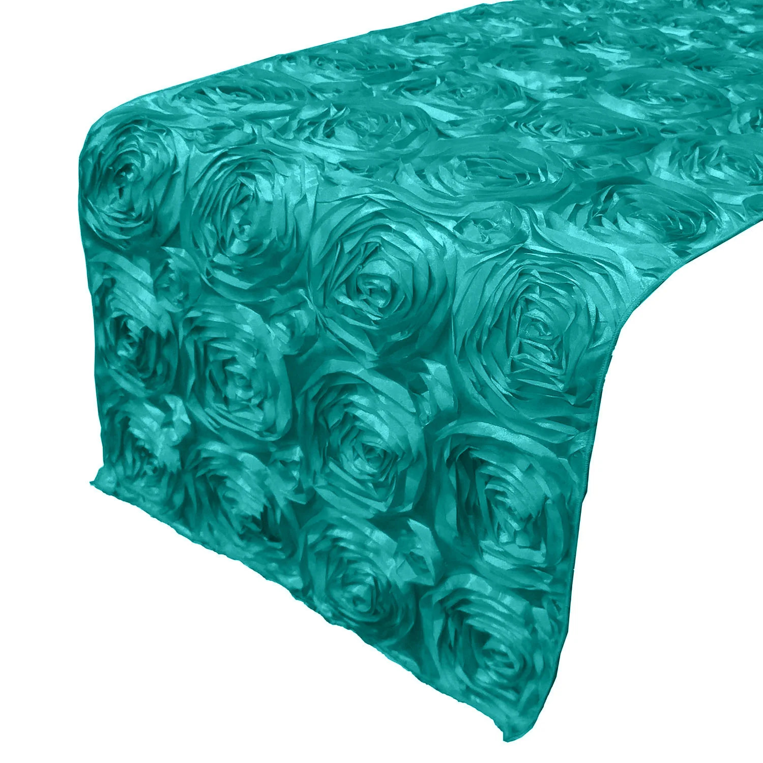 Satin Rosette Table Runner Raised Roses Aqua - Walmart.com