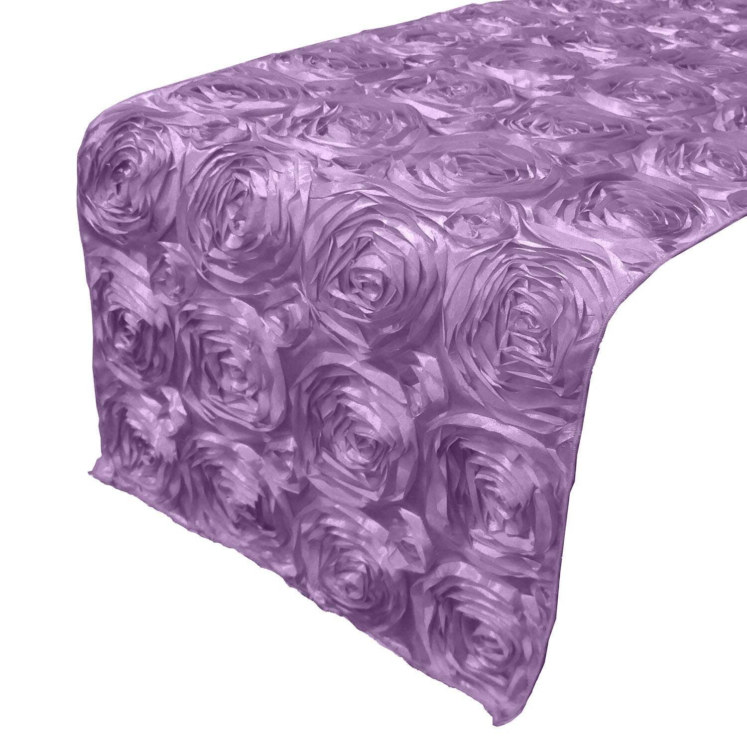 Satin Rosette Table Runner Raised Roses Lavender - Walmart.com