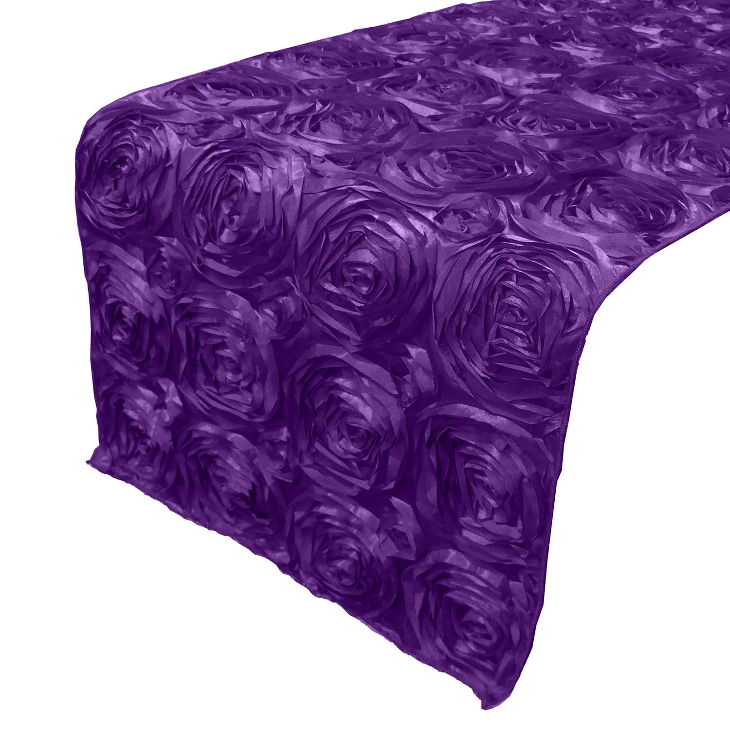 Satin Rosette Table Runner Raised Roses Purple - Walmart.com