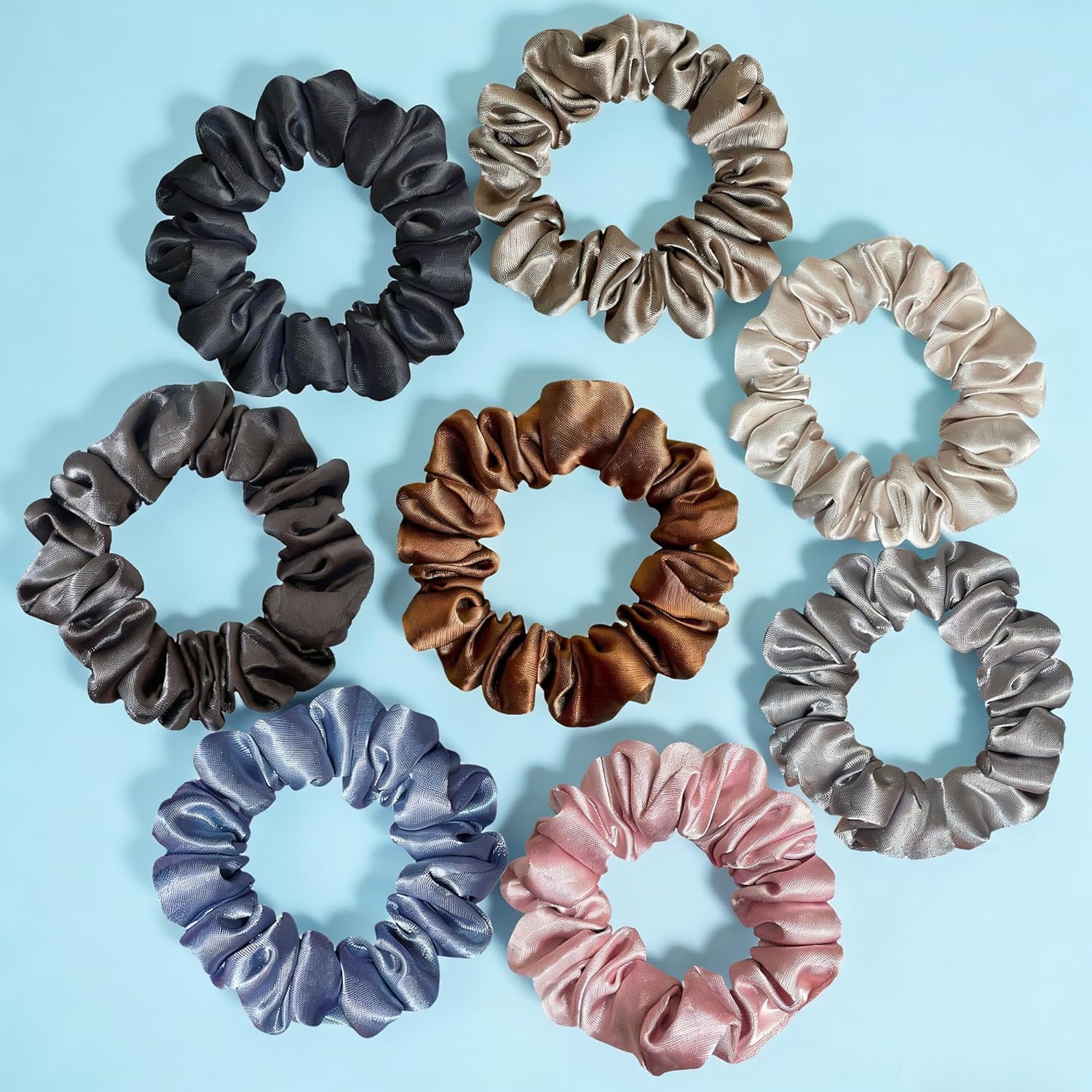 Satin Scrunchies, 8 Pcs Silk Hair Ties, No Crease Hair Scrunchy, Hair ...