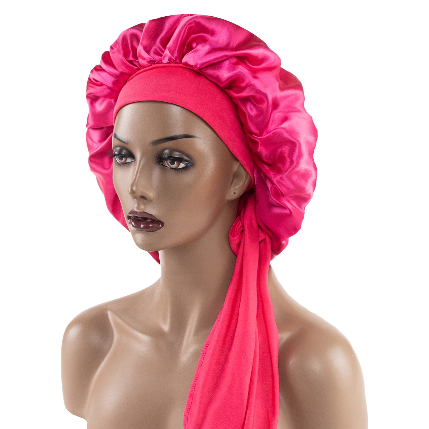 Satin Silk Hair Bonnet for Sleeping Large Bonnets with Tie Band Hair ...