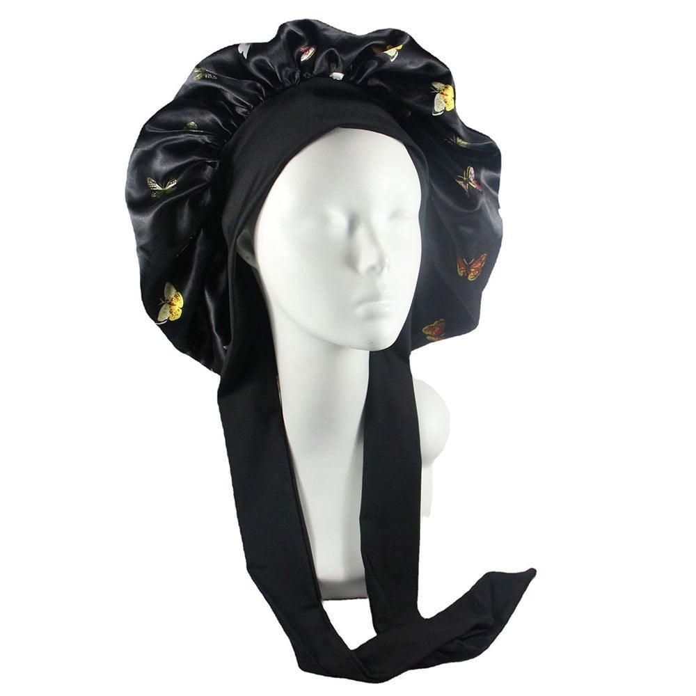 Satin Silk Hair Bonnet for Sleeping, Large Bonnets with Tie Band, Hair ...