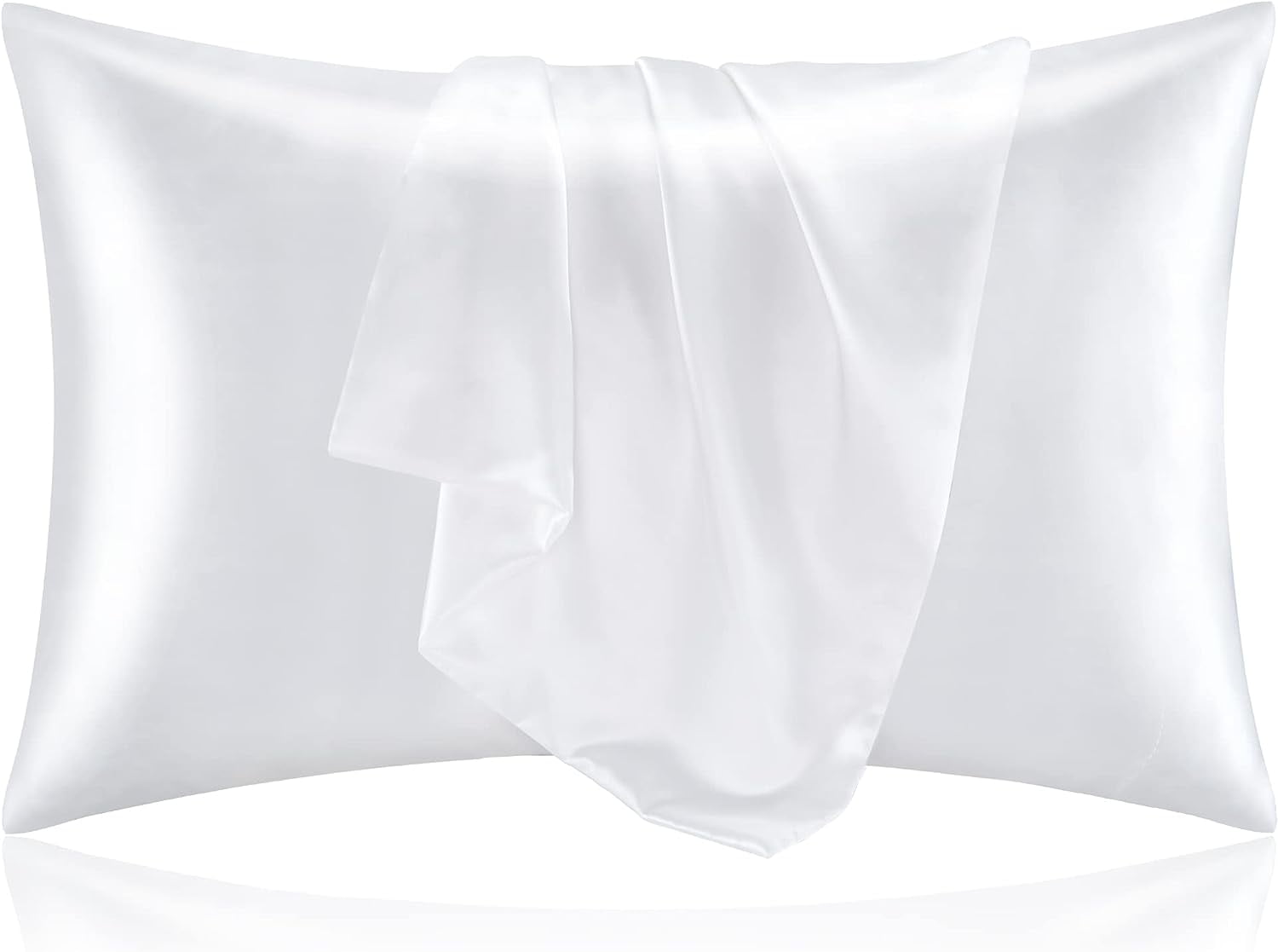 Satin Silk Pillow Cases Queen Size Set of 2, White Pillow Cases for ...