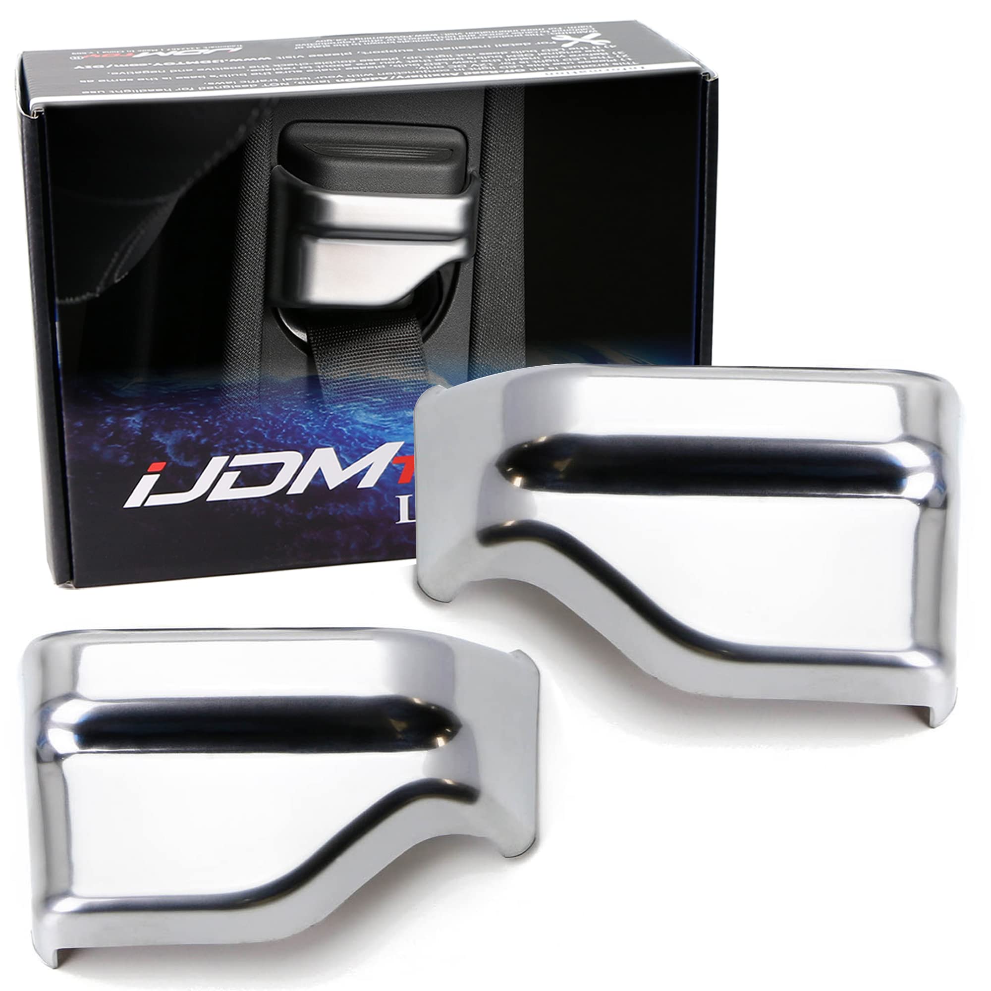 Satin Silver Front Seat Belt Shoulder Height Adjustment Button Cover ...