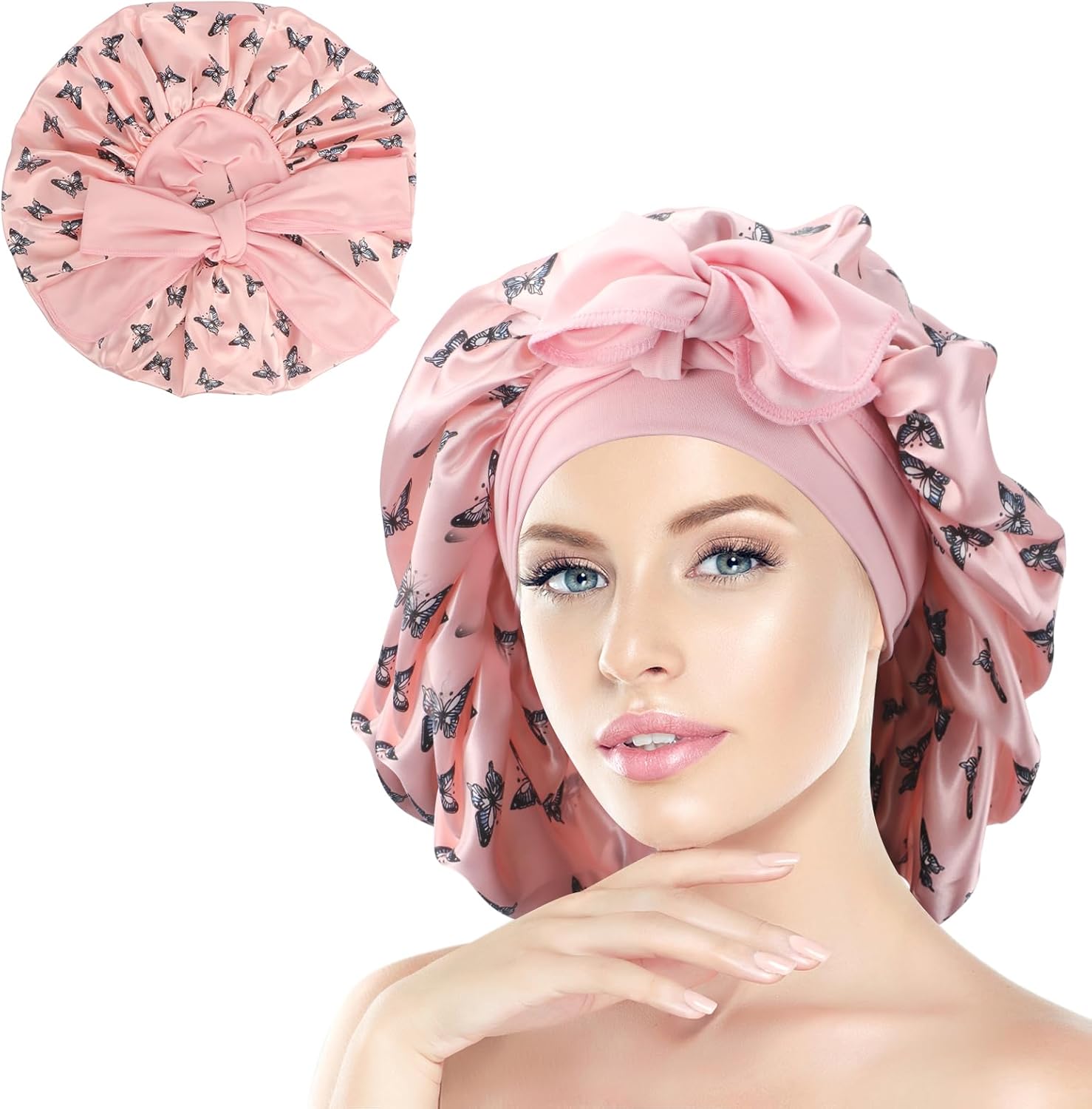 Satin Sleeping Bonnet,Adjustable Large Satin Sleep Cap Hair Bonnet ...