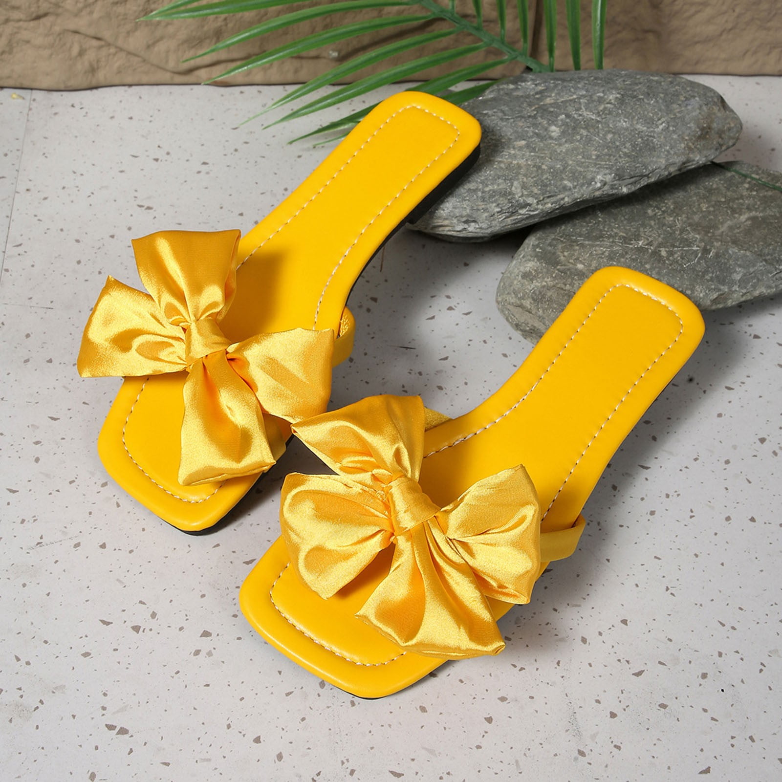 Satin Slides for Women Elegant Flat Sandals Clearance Wide Width Slip ...