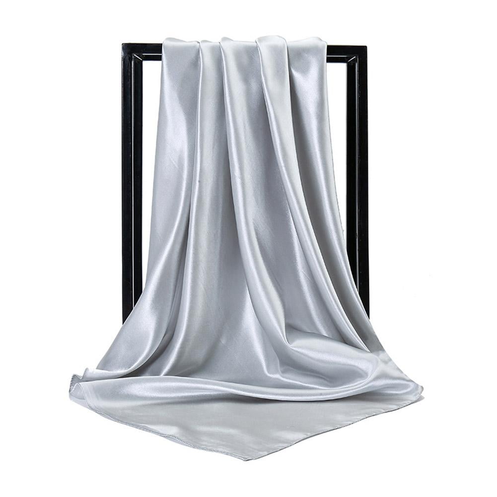Satin Solid Silk Scarf Hijab Plain Shiny Soft Large Square Neck Head ...