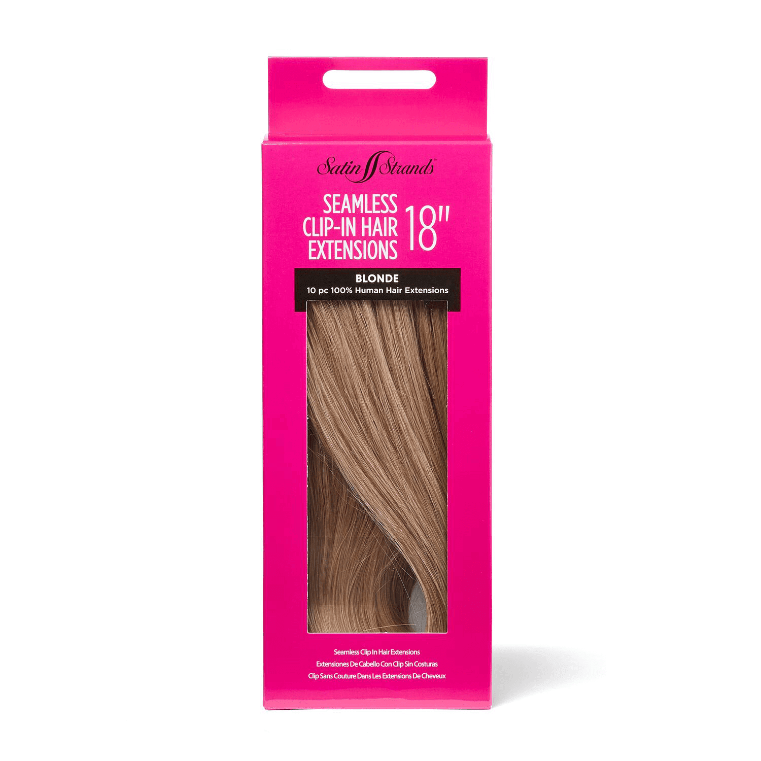 Satin Strands 18 Inch Blonde Seamless Clip in Hair Extensions, 100% ...