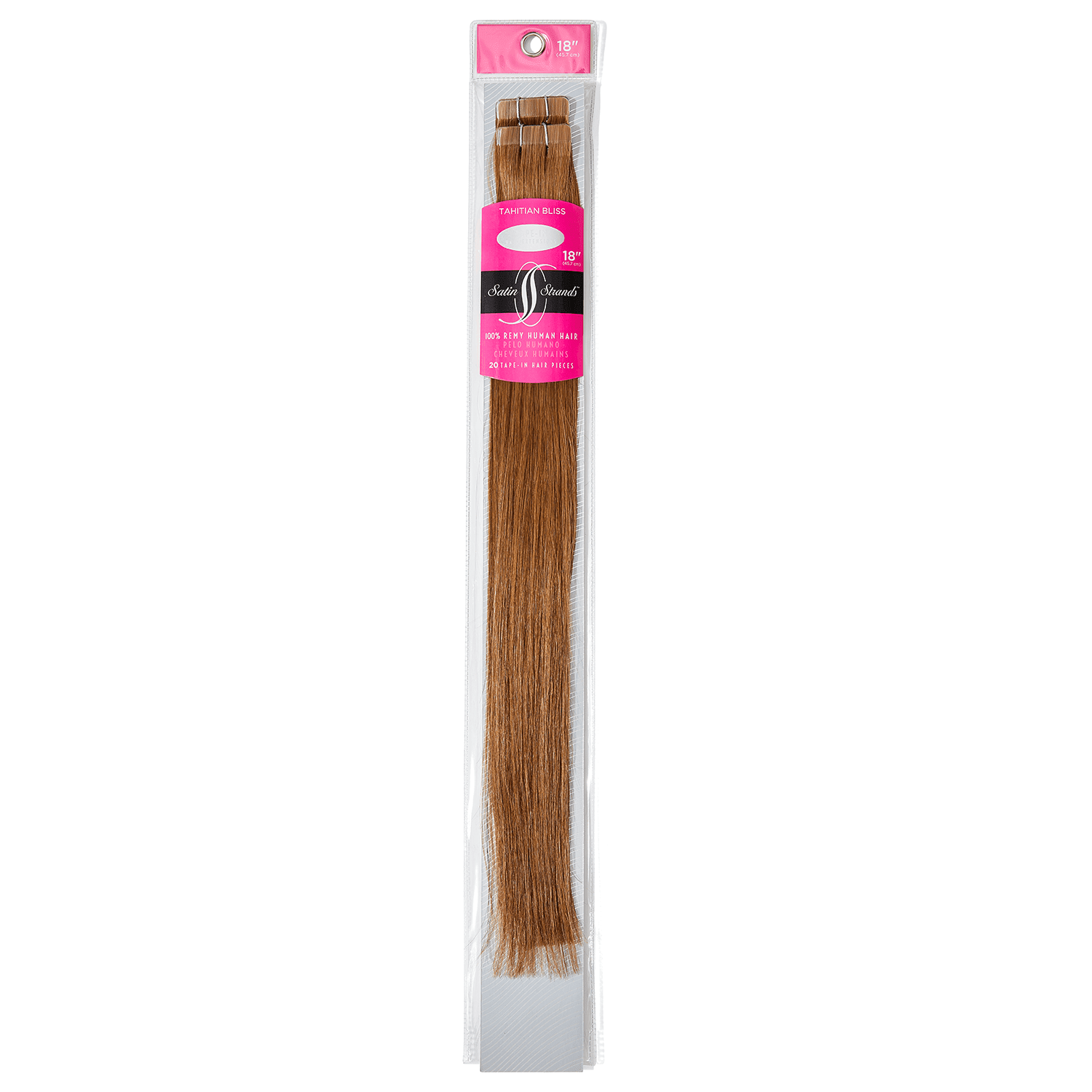 Satin Strands Medium Blonde/Brown Tape In 18 Inch Human Hair Extensions ...