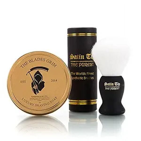 & Satin Tip â€“ White Synthetic Shave Brush & Smolder Soap Kit ...