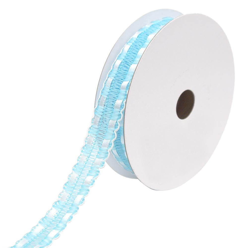 Satin Weaved Crochet Ribbon with Scalloped Edge, Light Blue, 7/8-Inch ...