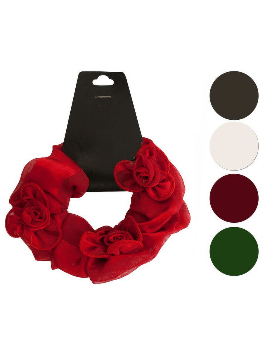 Satiny Hair Twister With Ruffle Flower Accents, 24 Count - Walmart.com