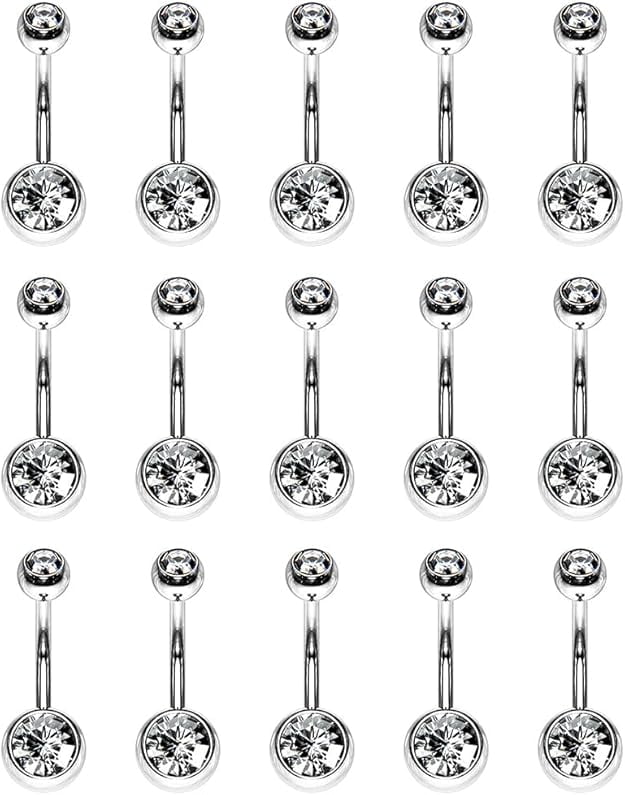 Satix 15PCS 316L Surgical Steel External Threaded 14G Multicolor Belly ...