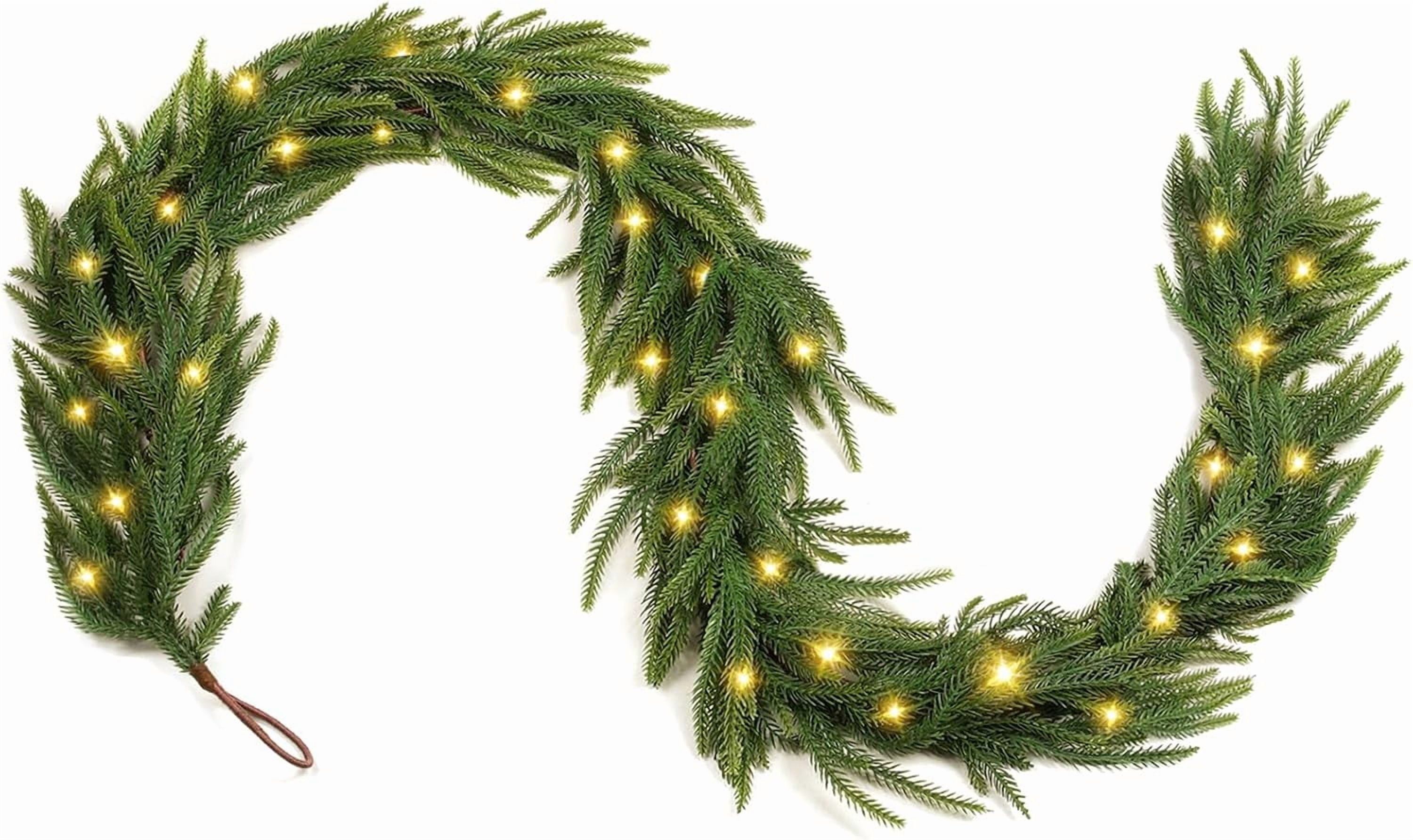 Satmonnus 6FT Pre-lit Christmas Garland, Real Touch Lighted Norfolk ...