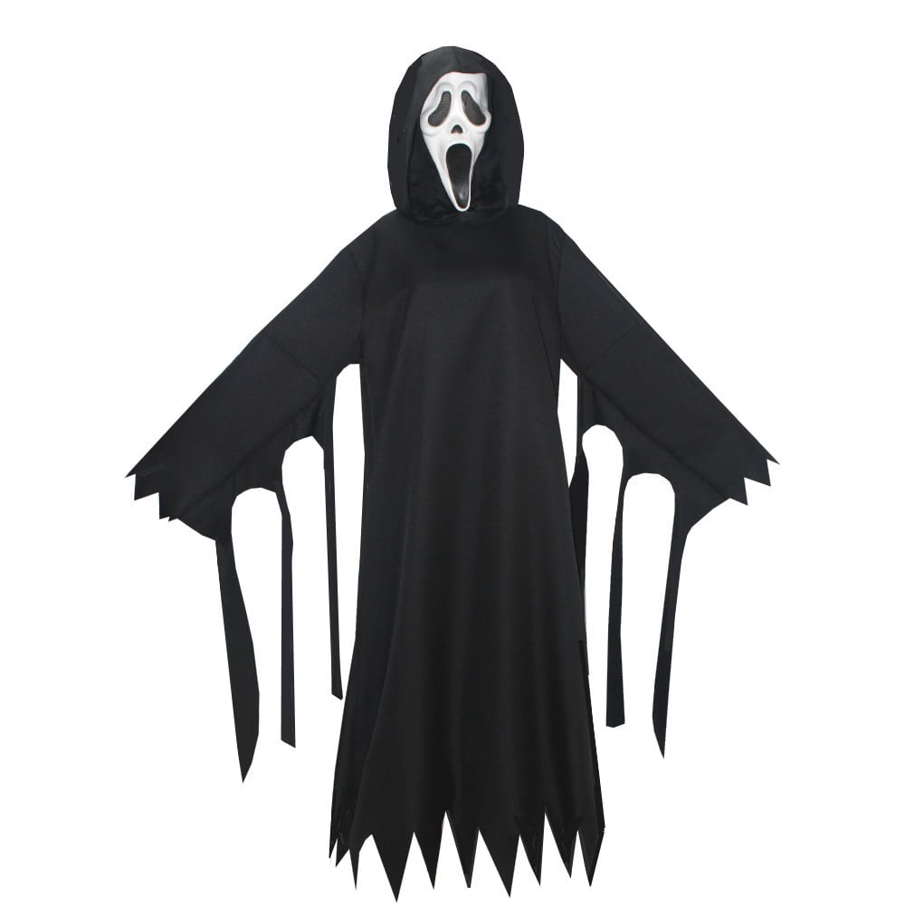 Satmonnus Adult Ghost Grim Reaper Costume Set - Unisex Hooded Black ...