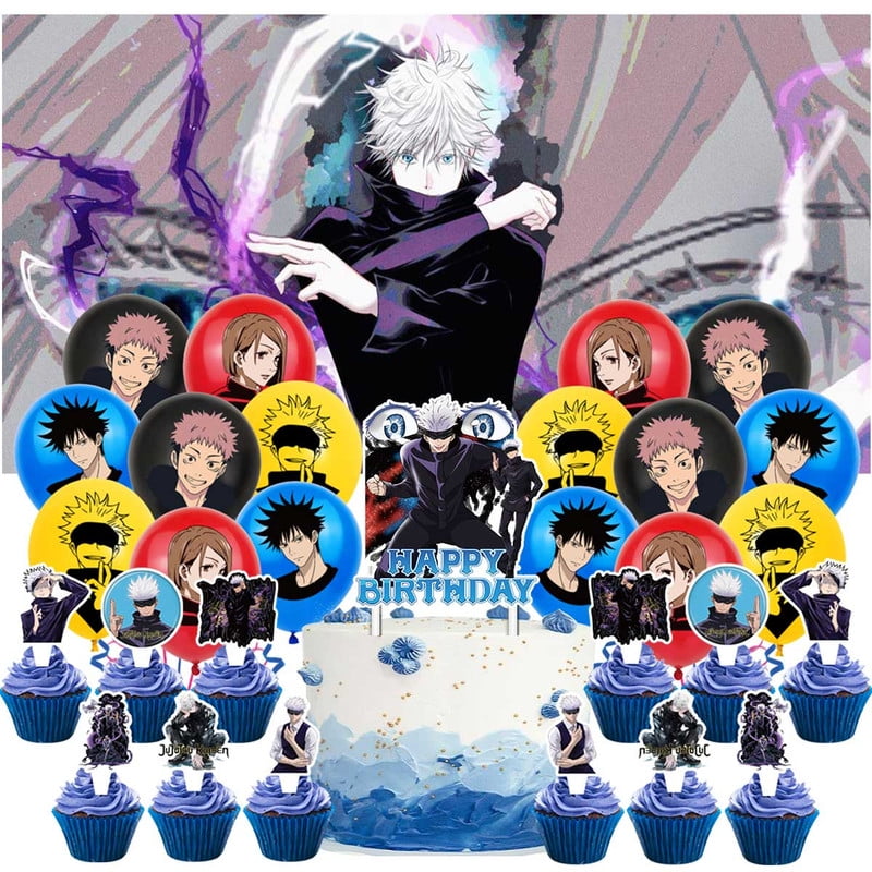 Satoru Anime Gojo Party Supplies Cake Topper Decor Kit Latex Balloons ...