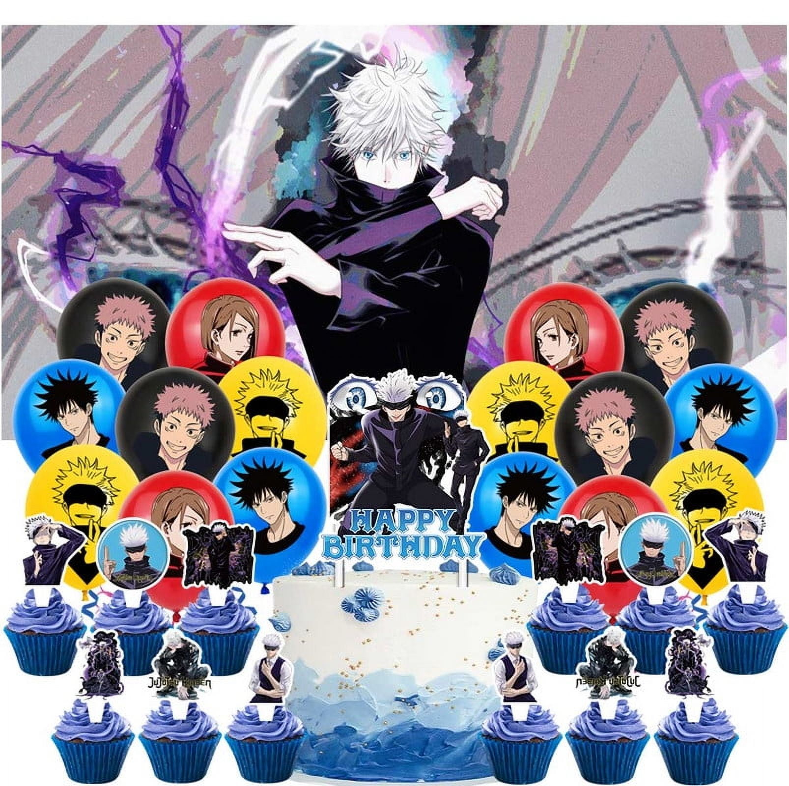 Satoru Anime Gojo Party Supplies Cake Topper Decor Kit Latex Balloons ...