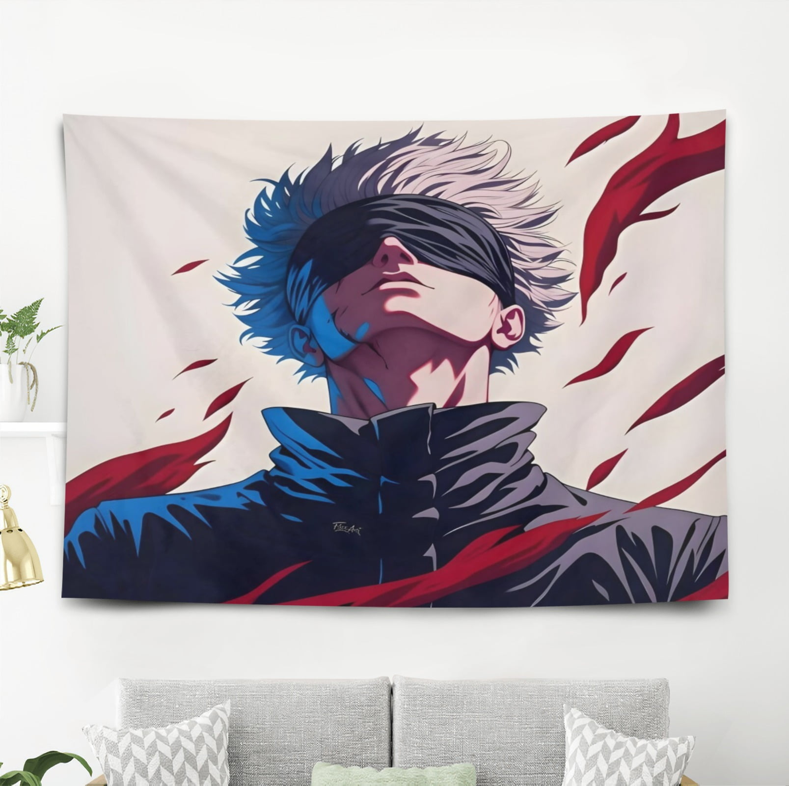 Satoru Anime Gojo Pattern Wall Hanging 50*60 Inches High-Quality Peach ...