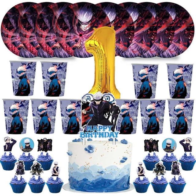 Satoru Gojo Birthday 1st Cups Party Supplies Plates Fans Decorations ...