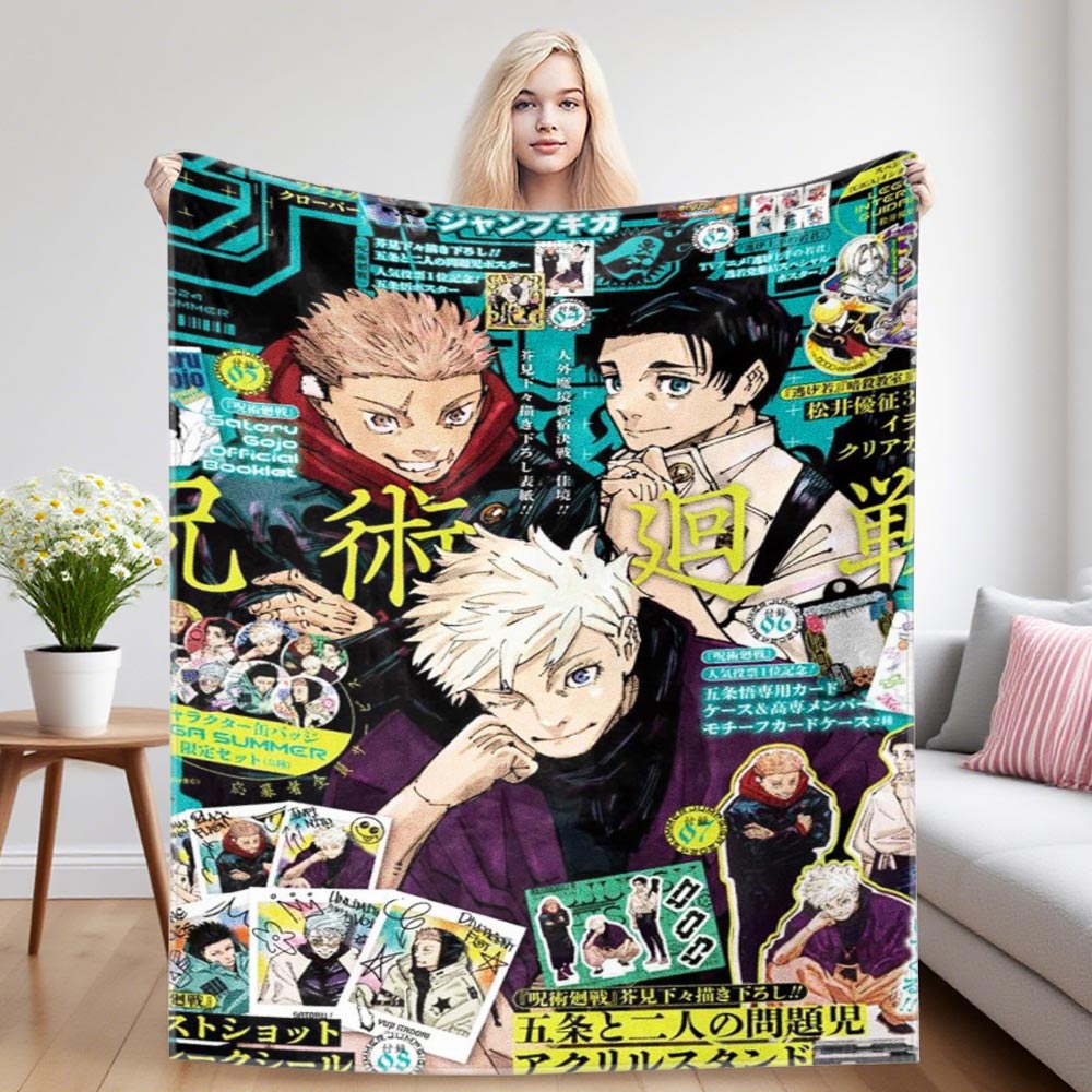 Satoru Gojo Gifts Blanket Throw Fan for Girls Boys Kids Fan Birthday ...