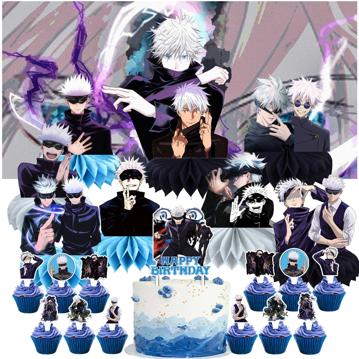 Satoru Gojo Party Decorations Decor Supplies Honeycomb Centerpieces ...