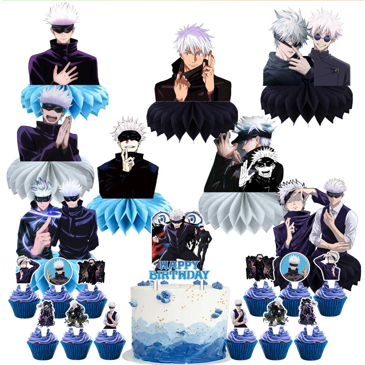Satoru Gojo Party Supplies Table Toppers Honeycomb Centerpieces Cake ...