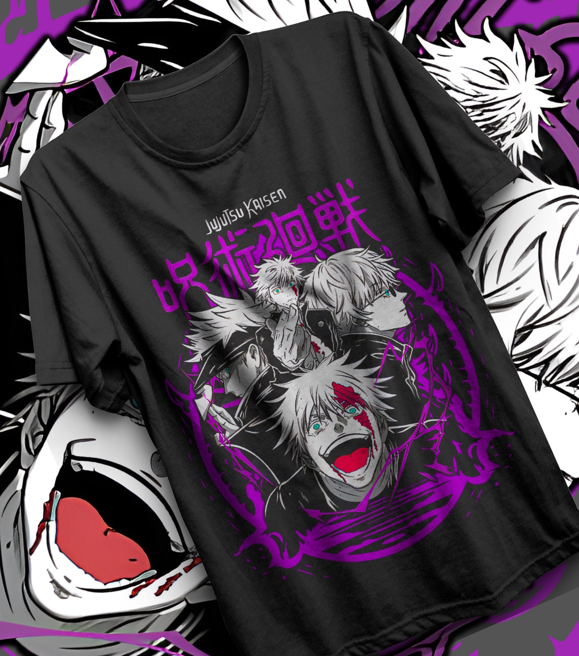 Satoru Gojo T-shirt, Jujutsu Kaisen Manga Anime Shirt,Maroon color,size ...