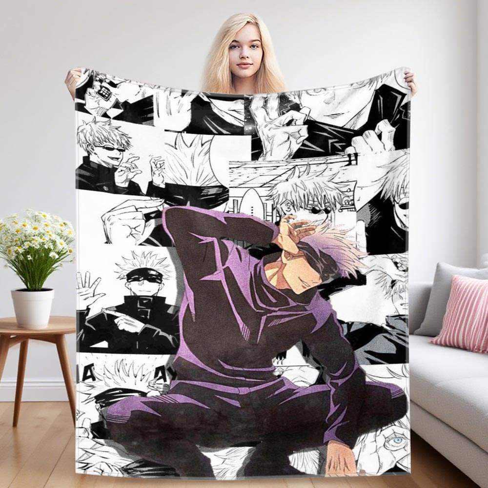 Satoru Gojo Throw Blanket Merch Gifts Music Present Music Fans Bedroom ...