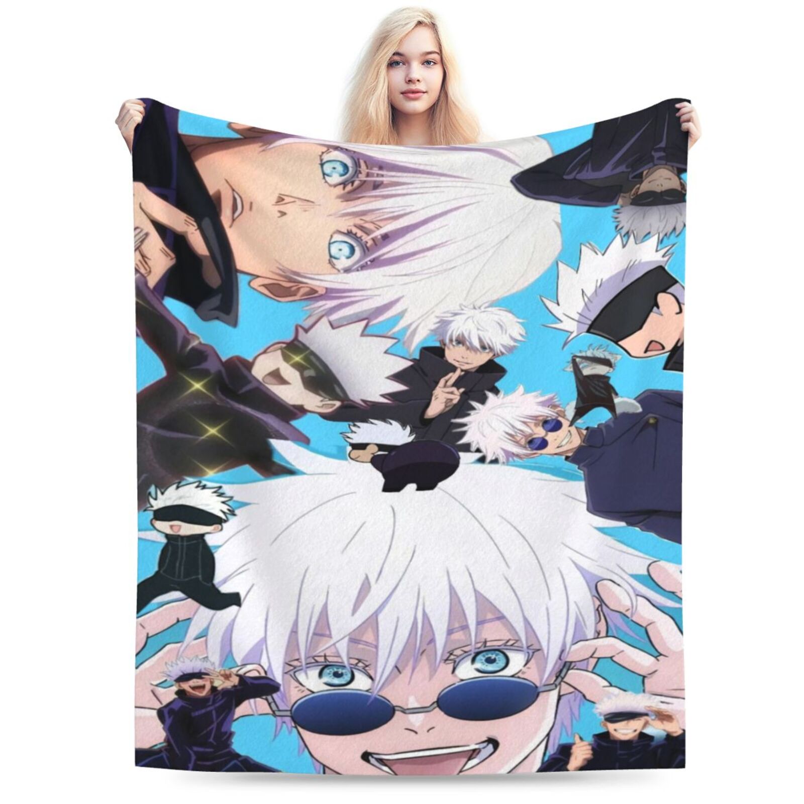 Satoru Gojo Throw Blanket Soft Lightweight Cozy Plush Flannel Bed ...