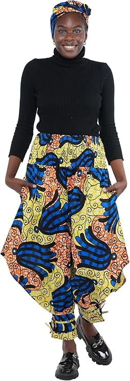 Satsuma Women's African Smoked Harem Pants with Ties & Matching Head ...