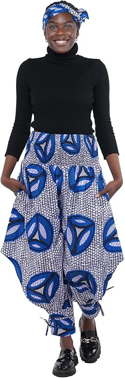 Satsuma Women's African Smoked Harem Pants with Ties & Matching Head ...