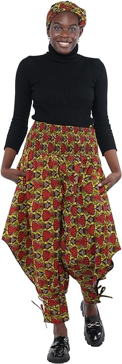Satsuma Women's African Smoked Harem Pants with Ties & Matching Head ...