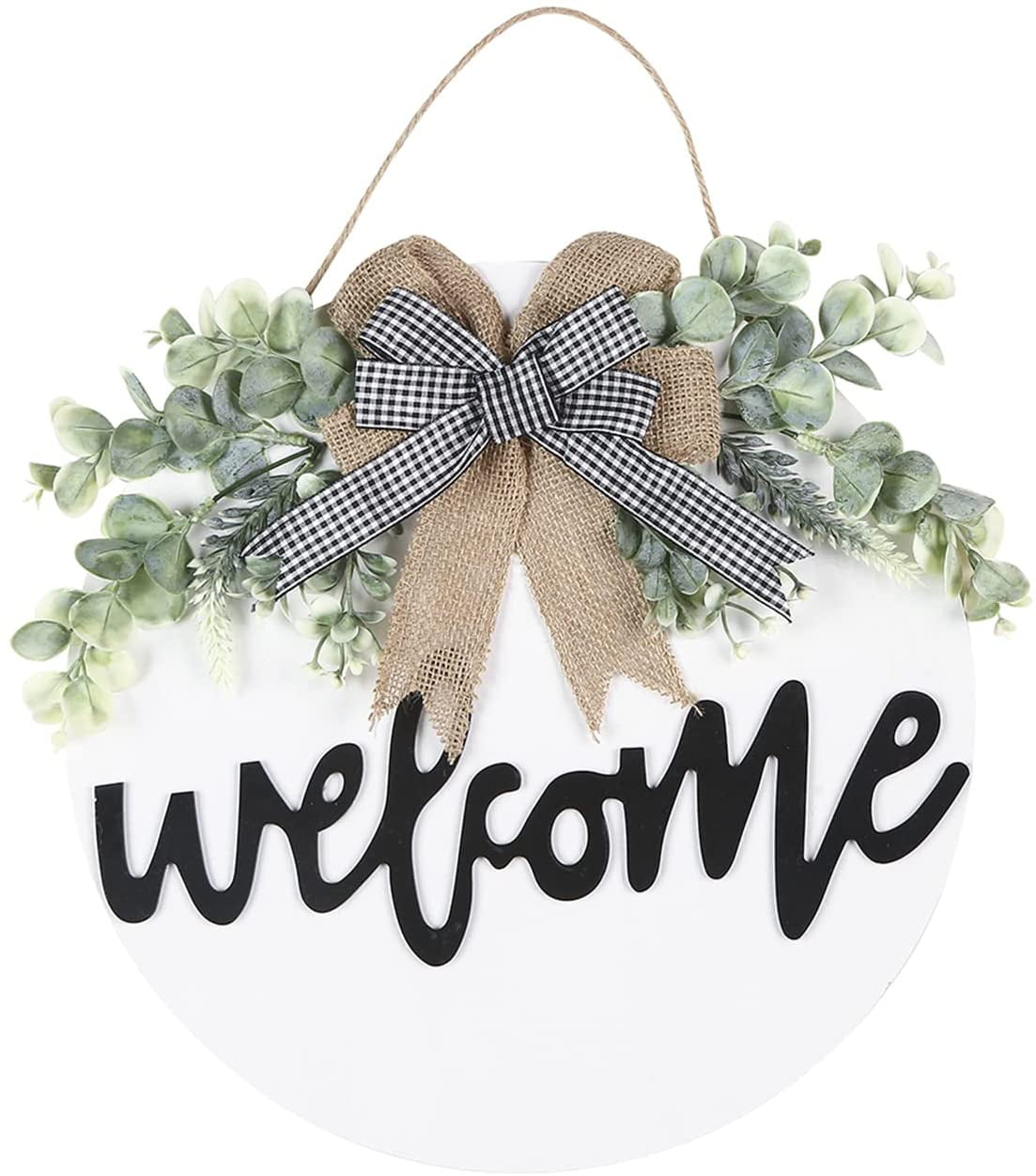 Sattiyrch Welcome Sign for Front Door Round Wood Sign Hanging for ...