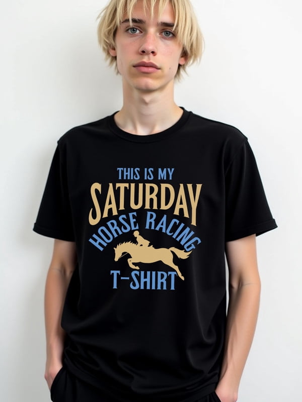 Saturday Horse Racing Tee men's Crew neck T-shirts black 2026 casual ...