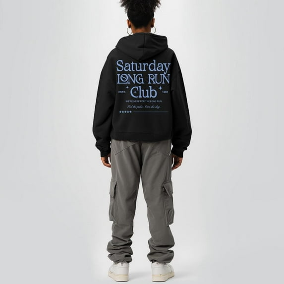 Saturday Long Run Club – Trendy Cornflower Blue Print, 90s Retro ...