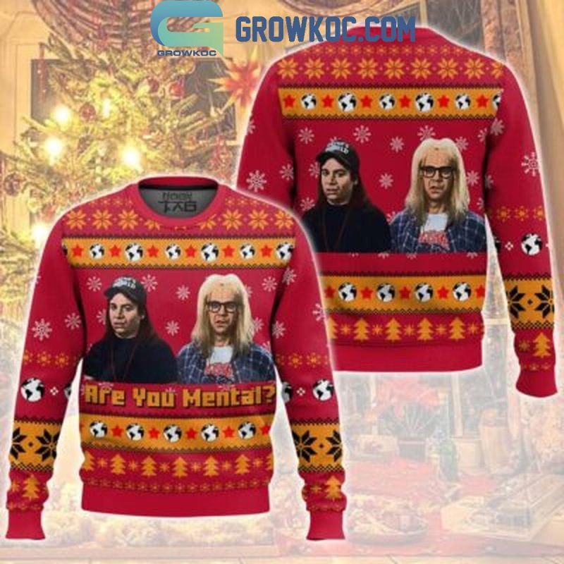 Saturday Night Live Wayne?s World Are you Mental Christmas Ugly Sweater ...