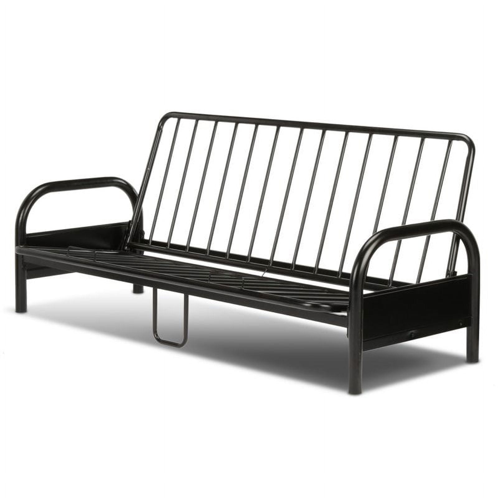 Saturn Adjustable Metal Futon with Industrial Frame, Black Finish, Full ...