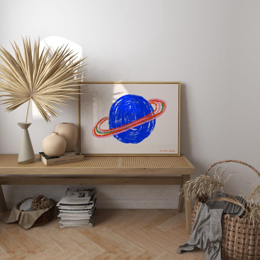 Saturn Art Print Poster, Trendy Retro Print, Planet Art, Astronomy Art ...