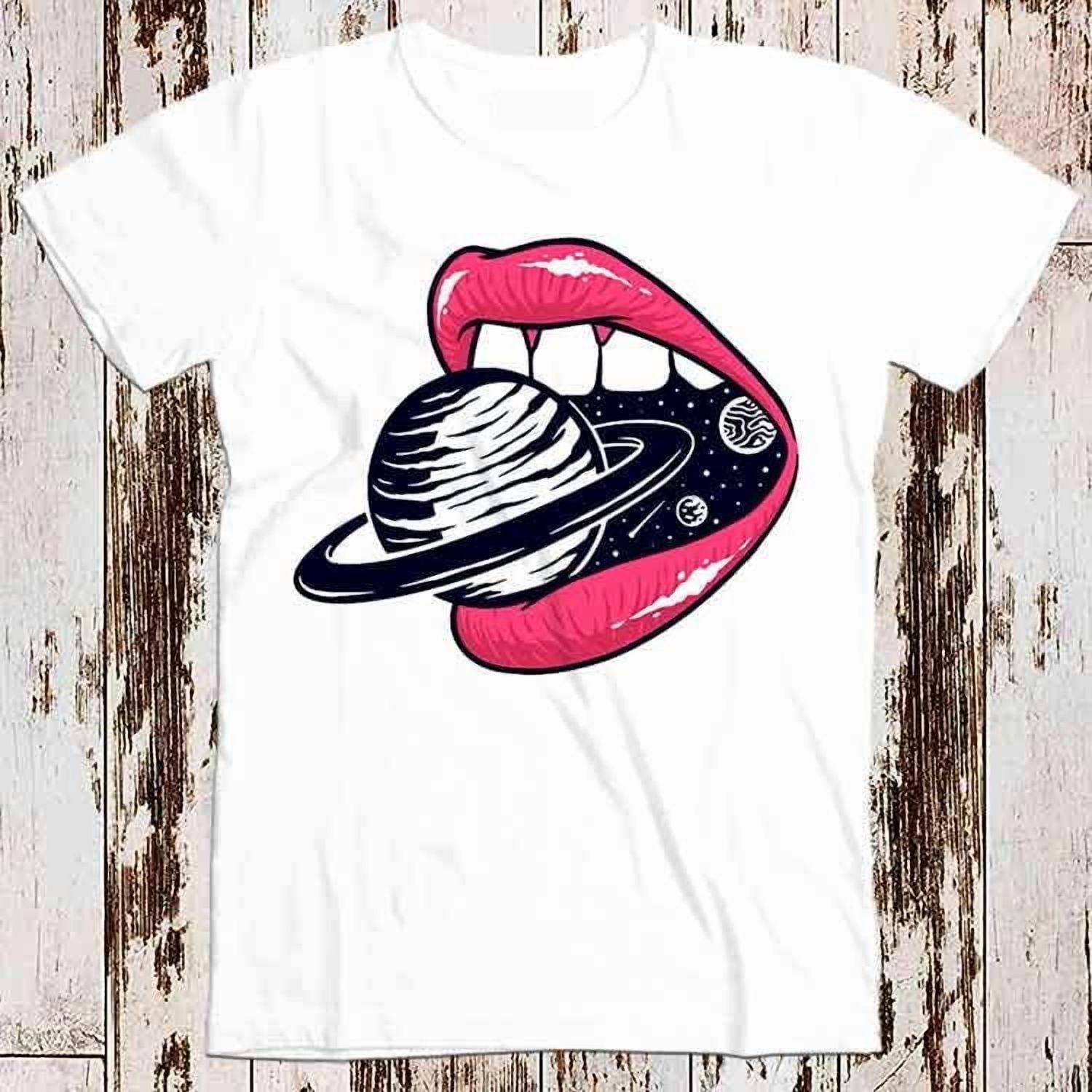 Saturn Lips Biting The Universe Jupiter Art Super Cool Best Gift Top ...