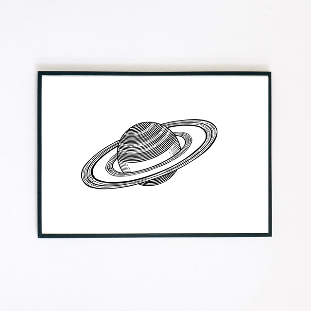 Saturn Planet Illustration Astronomy Tattoo Design A4 Home Decor Wall ...