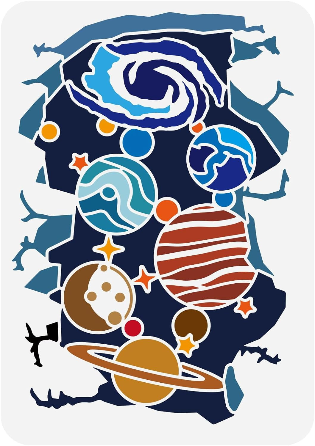 Saturn and Planet Stencil 8.3x11.7inch A4 Solar System Planets Stencil ...
