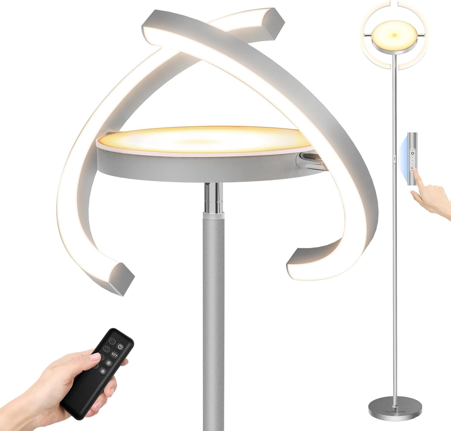 Saturn Ring Shaped LED Floor Lamp for Living Room, 30W 69.6" Tall Standing Lamp Stepless ...