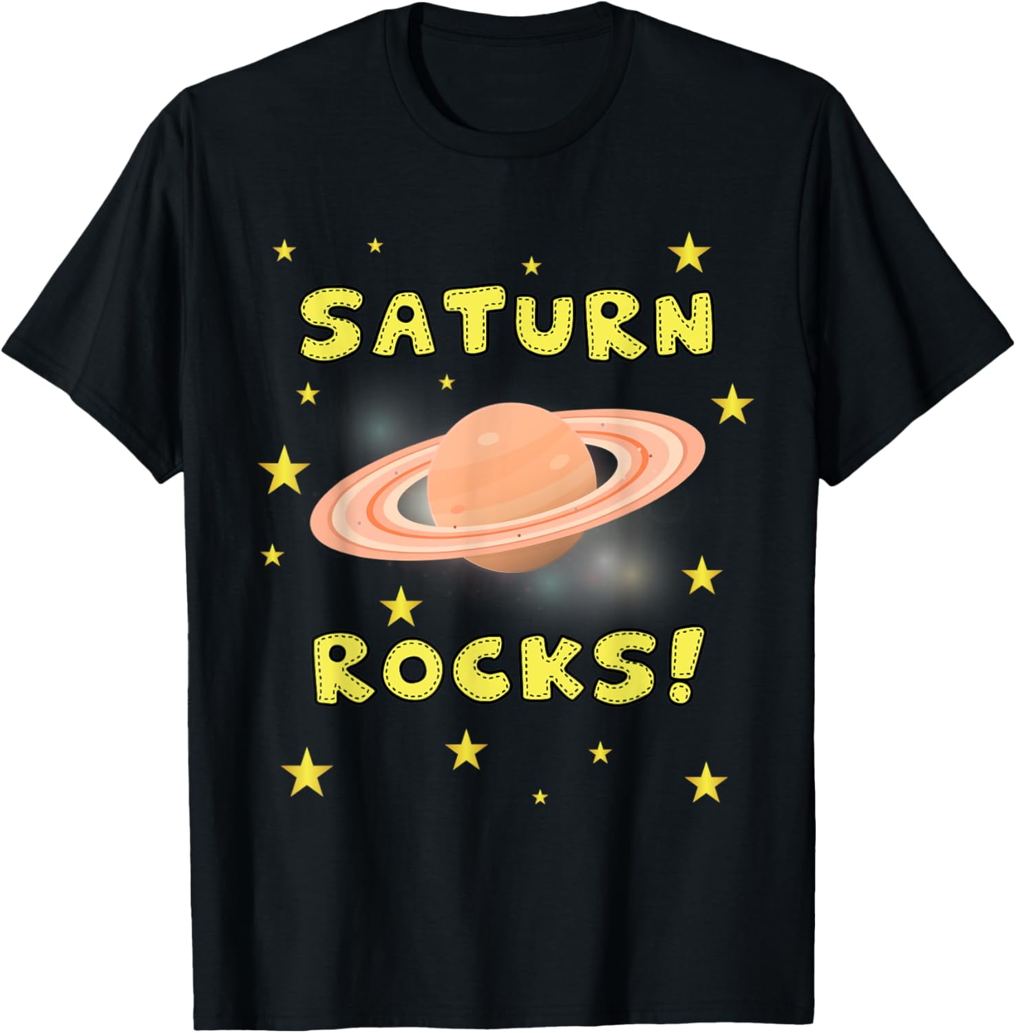 Saturn Rocks Planet T-Shirt - Rings Solar System Space Shirt - Walmart.com