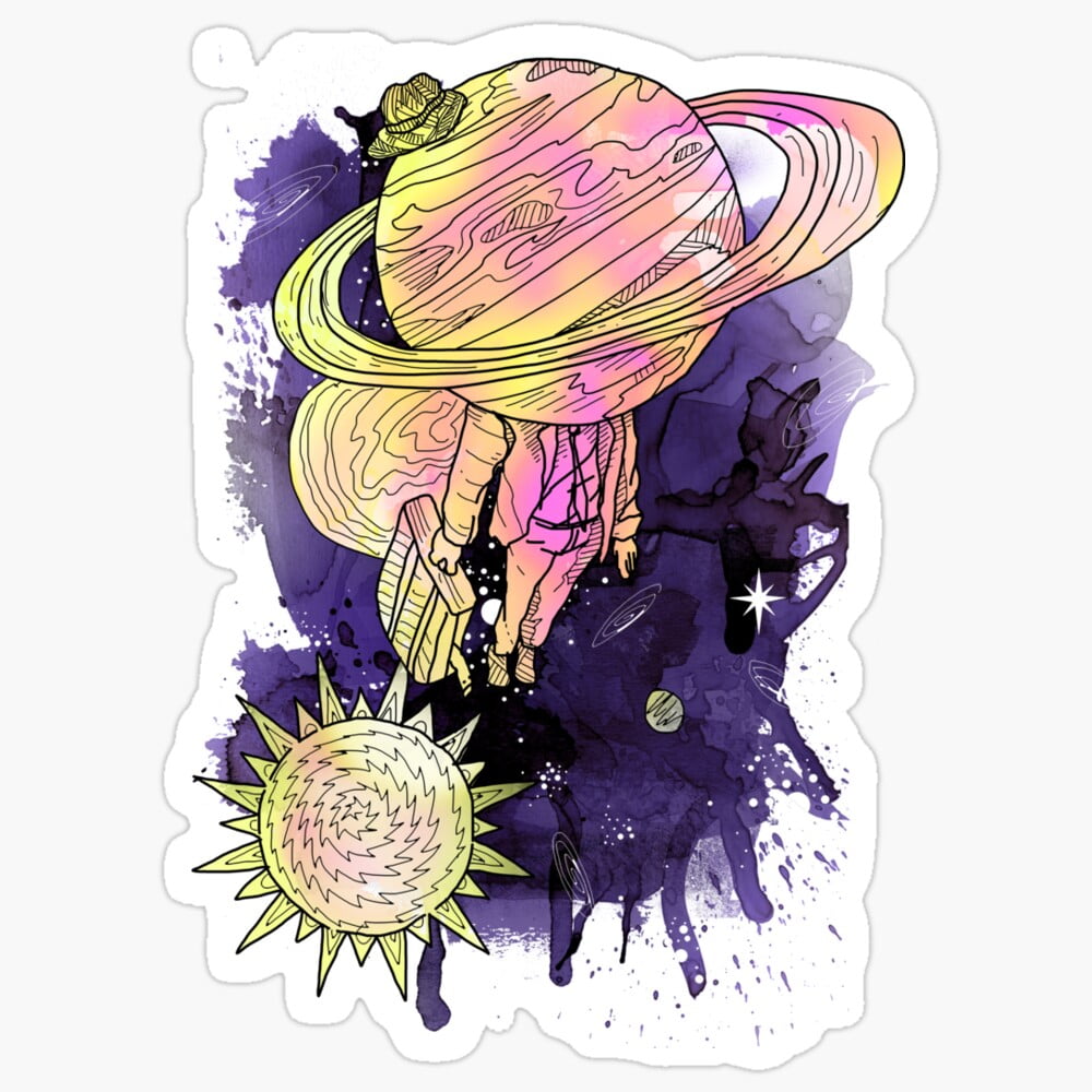 Saturn Takes A Vacation Full Sticker Phone Decal Water Bottle Stickers ...