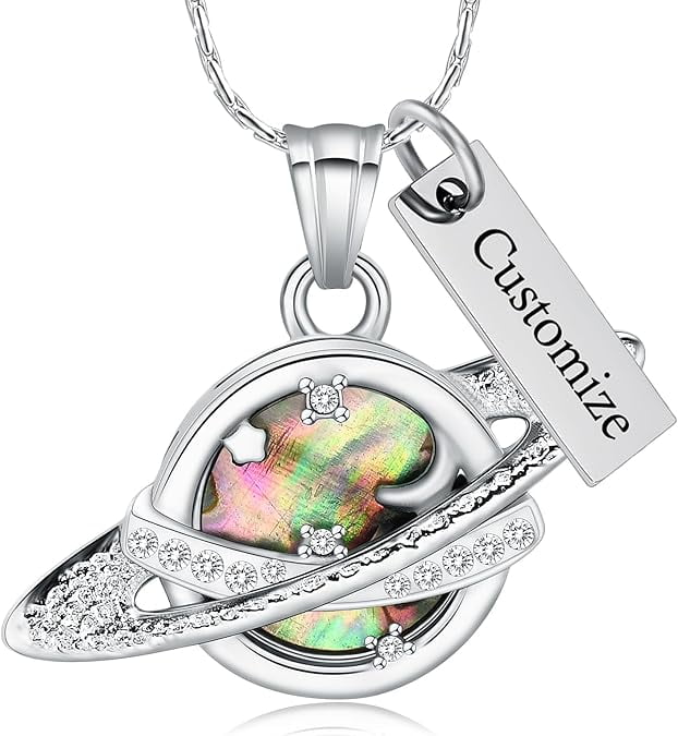 Saturn Urn Necklace for Ashes Abalone Shell Planet Cremation Jewelry ...