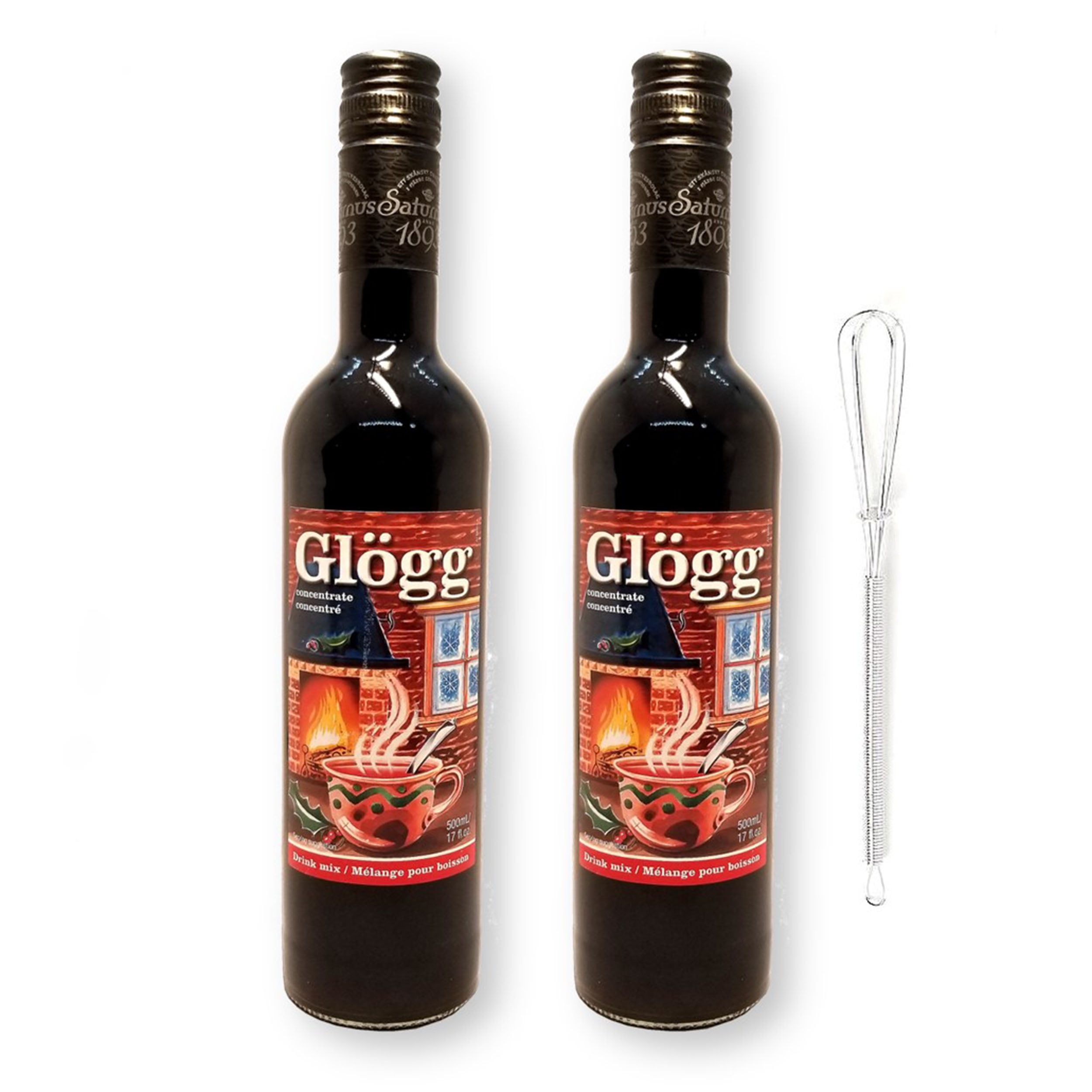 Saturnus Glogg Concentrate Mix 17 Fl. Oz. X 2 Bottles w 1 Bonus Mini ...