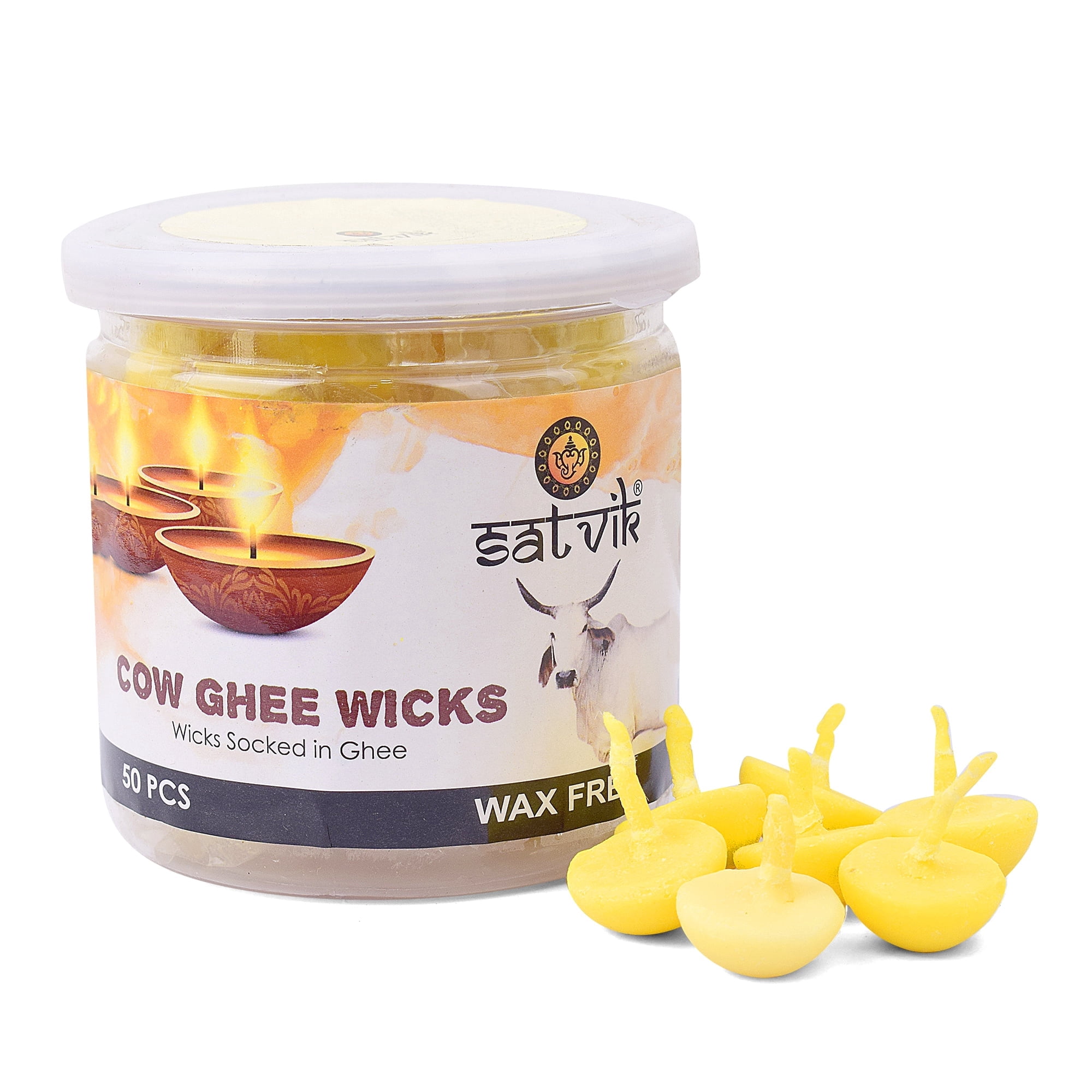 Satvik store Pure Cow Ghee Candle Wicks (50 Count), Handmade Cotton ...
